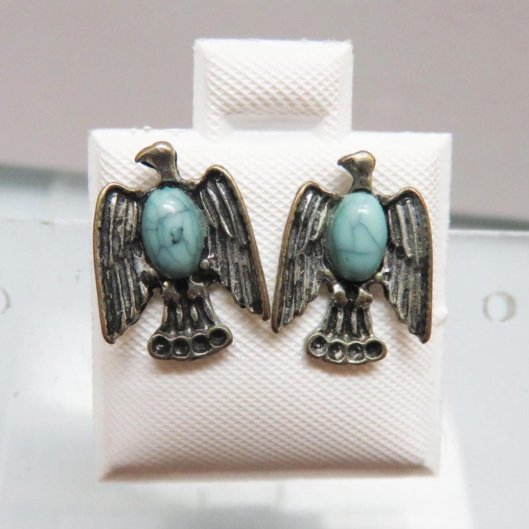 Southwestern Faux Turquoise Eagle Stud Earrings - Etsy