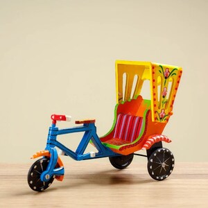 Wooden Rickshaw Handpainted Wooden Cycle Rickshaw Homedecoretive Toys ...