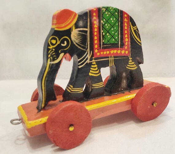 Wooden Elephant Cart for Childrens. Handpainted Wooden - Etsy