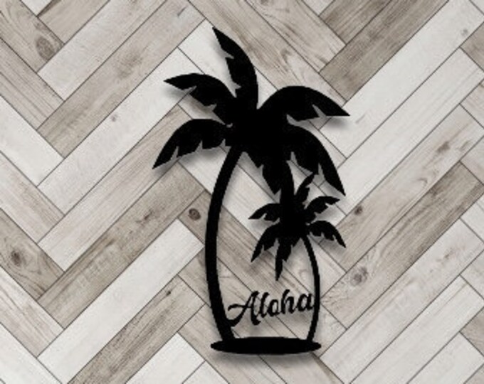 Aloha Palm Tree Sign, Metal Aloha Palm Tree Island Sign, Metal Wall Art ...
