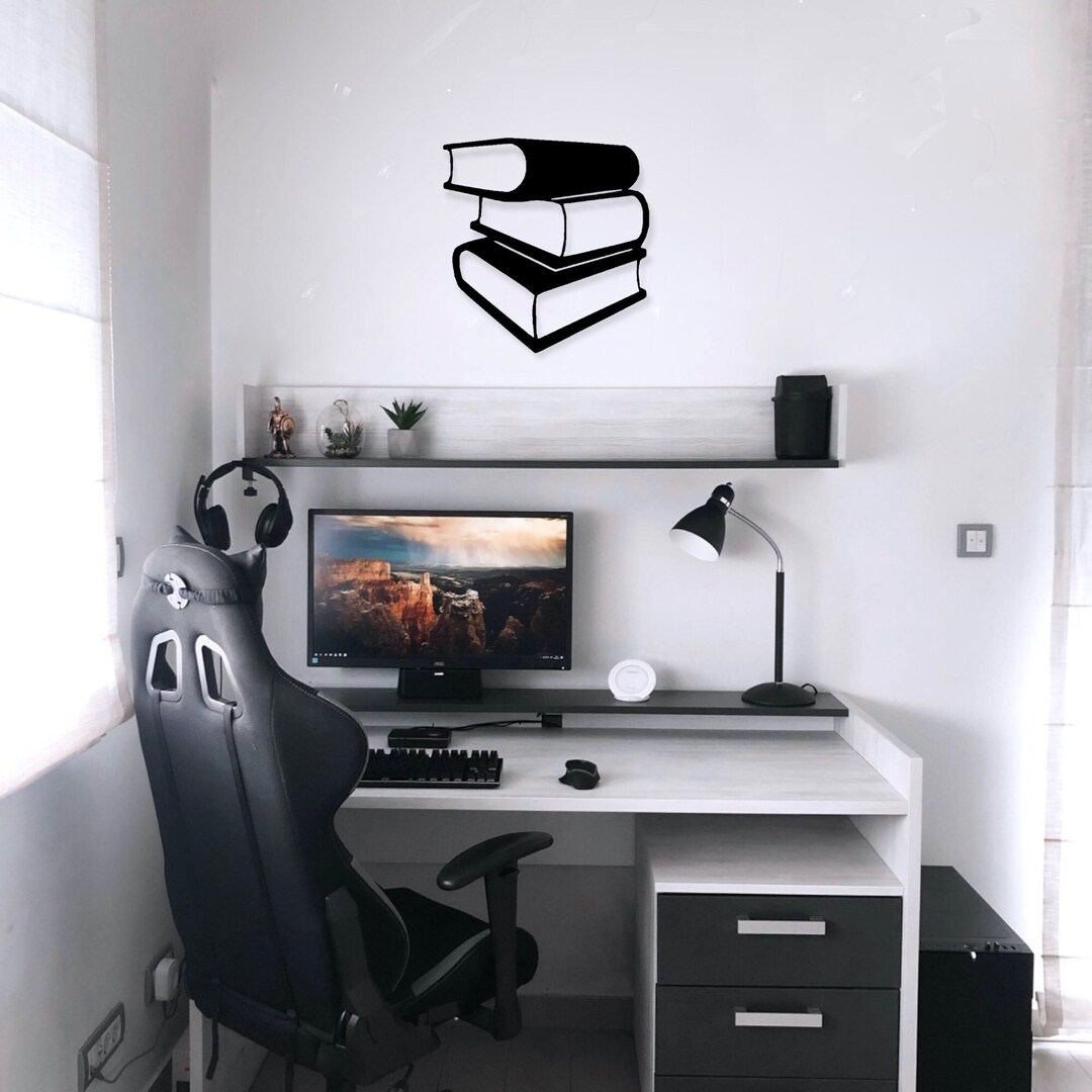 Stack of Books Metal Sign, Office Metal Wall Decor, Books Metal Art ...