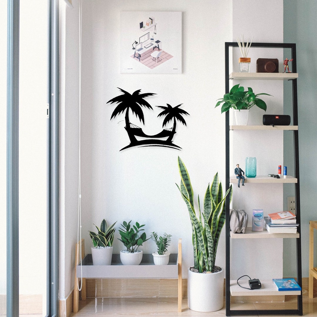 Hammock and Palm Tree Sign, Nature View Sign, Metal Wall Art, Patio ...