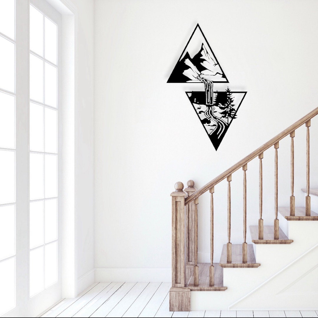 Mountain Metal Sign, Waterfall, River, Roadtrip Sign, Nature Metal Art ...