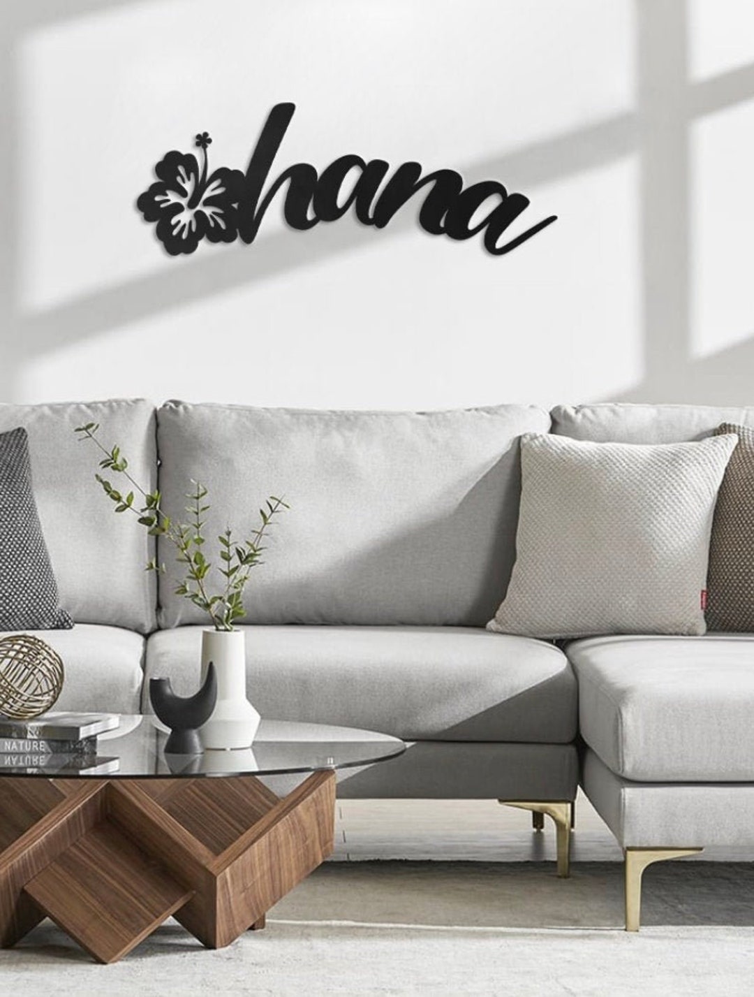 Ohana Sign, Ohana family Sign, Ohana flower, Quote Metal Wall Hanging ...