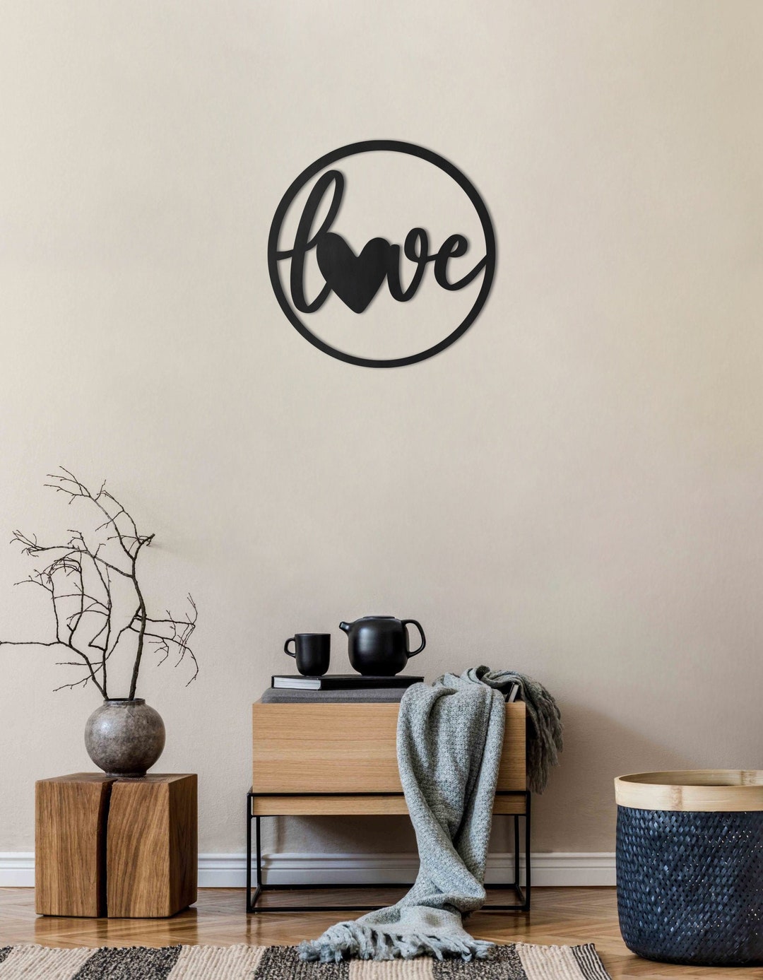 Love Circle Sign, Metal Love Sign, Metal Wall Art, Quote Metal Wall ...