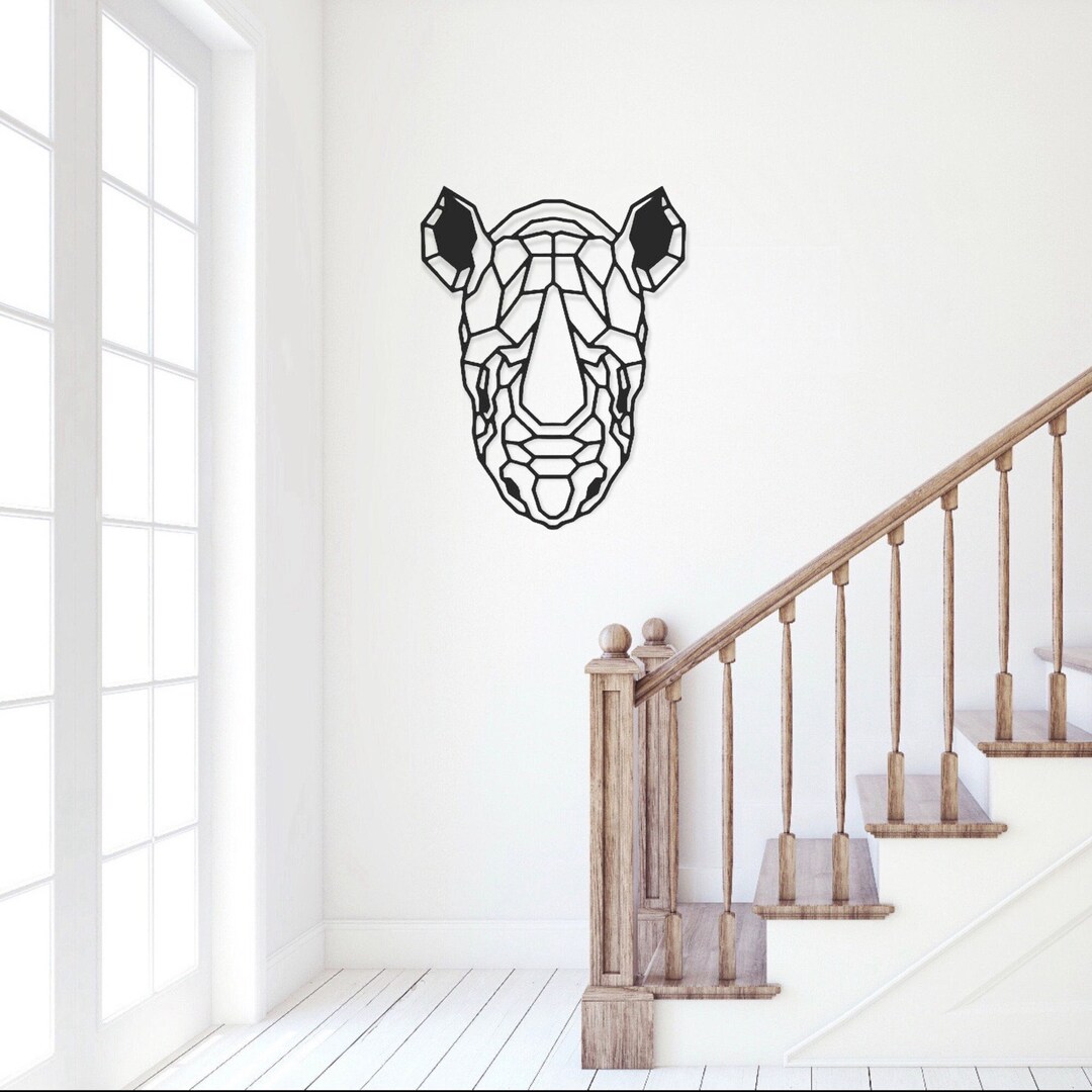 Rhino Metal Wall Sign, Safari Animal Metal Wall Art, Wildlife Sign ...
