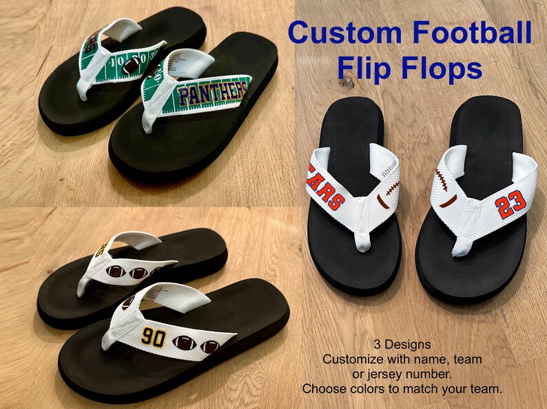 Football Flip Flops. Personalized Football Flip Flops. 3 Game - Etsy