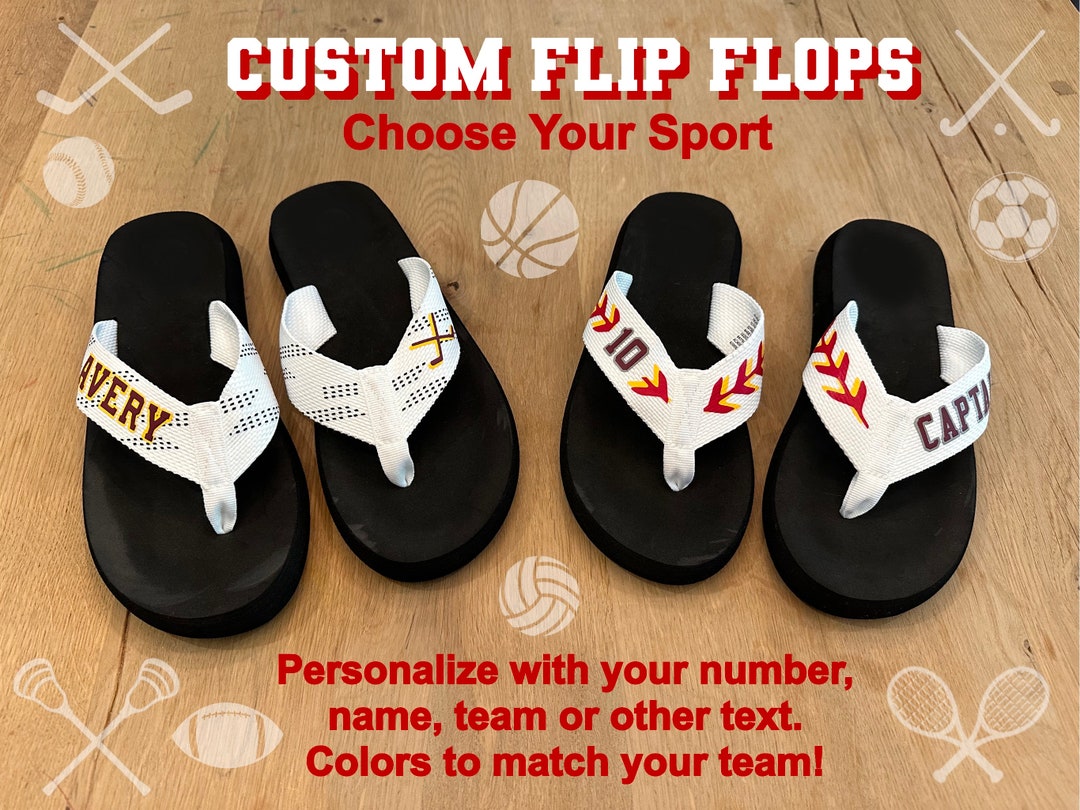 Personalized Sports Flip Flops. Customize With Your Sport and Colors ...