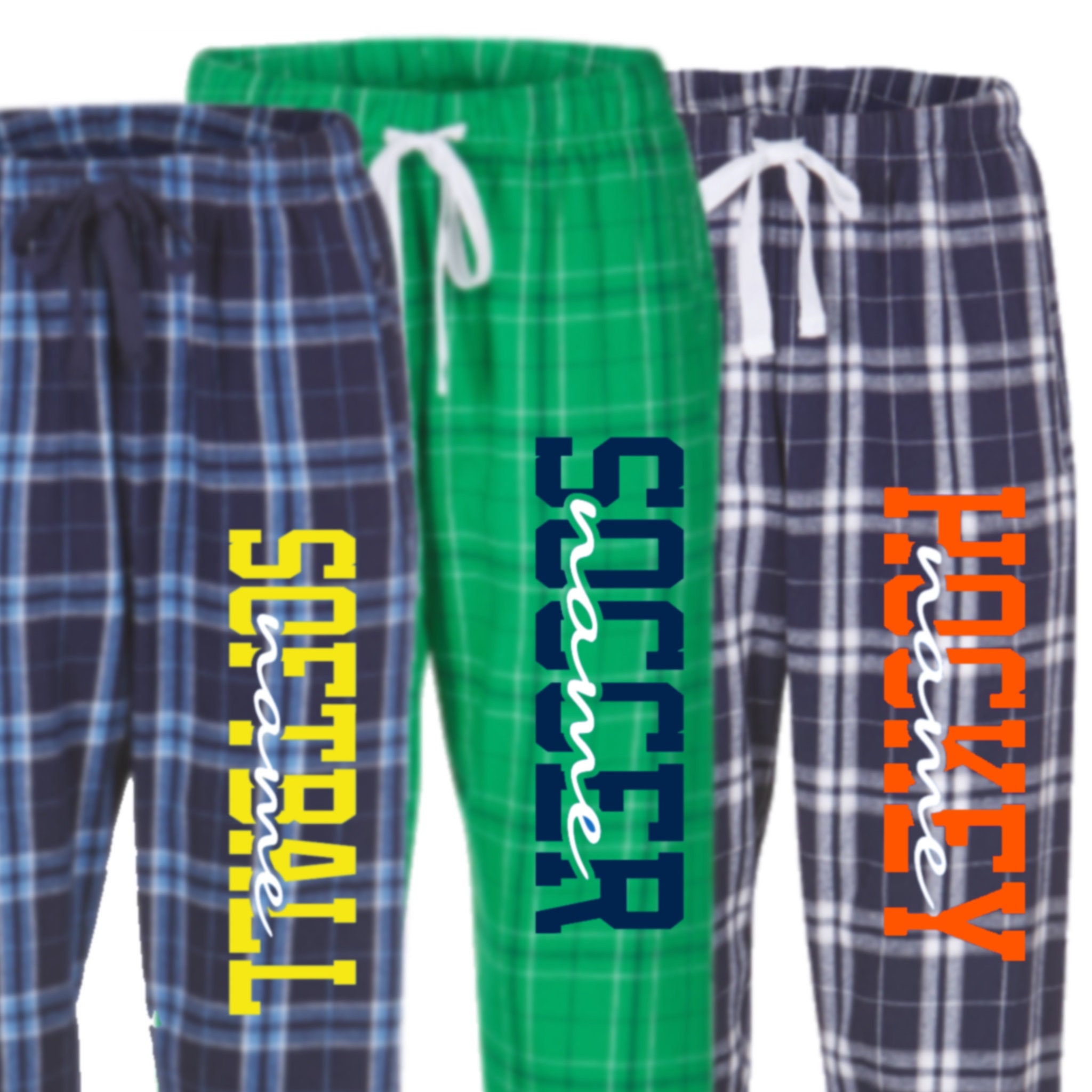 Personalized Sports or Team Flannel Plaid PJ Pants. Customize - Etsy