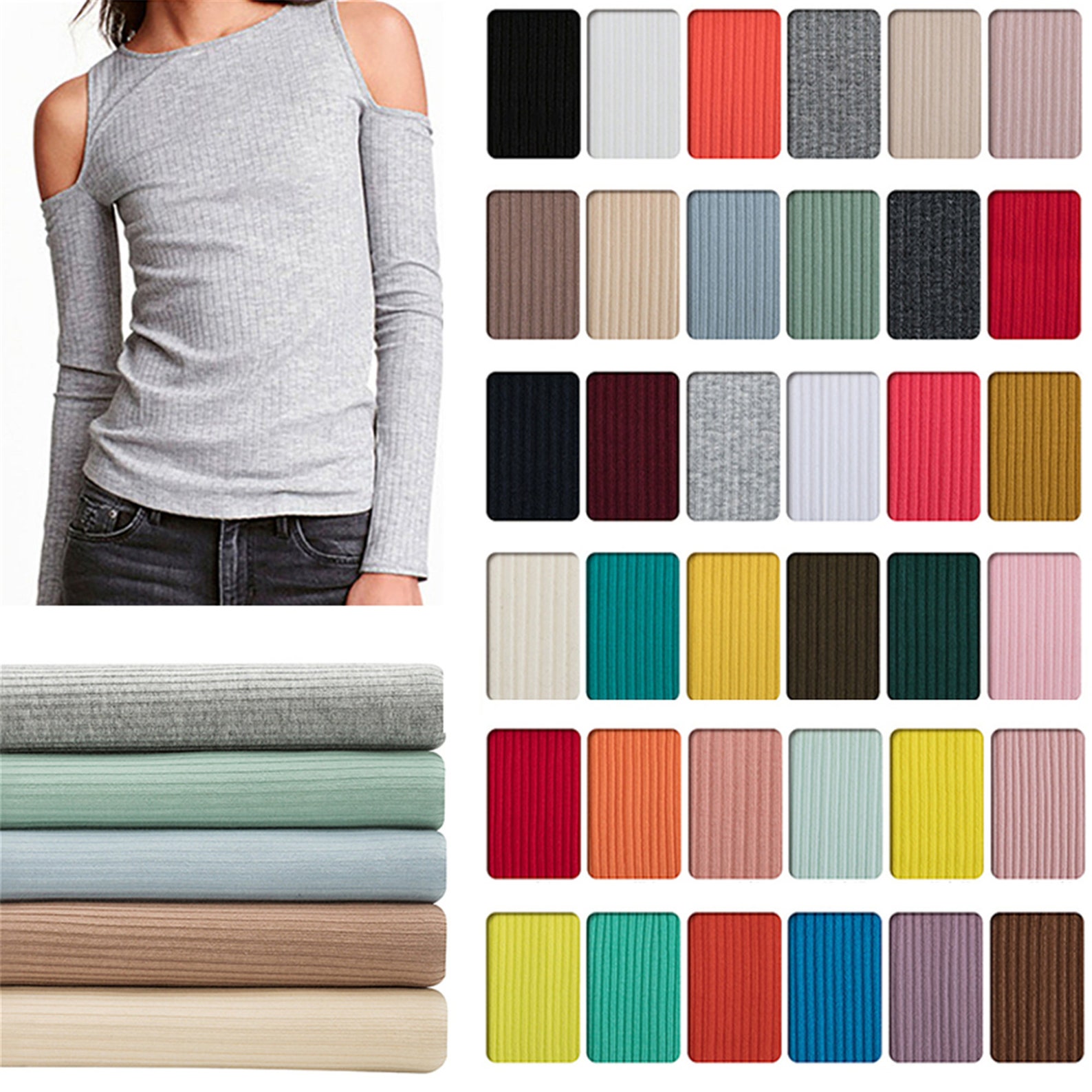 220g Cotton Spandex Elastic Ribbed Fabric Spring Summer | Etsy