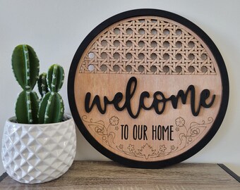 Rattan Welcome Sign | Etsy