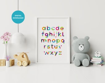 Rainbow Alphabet Gender Neutral Poster ABC Print Colorful | Etsy