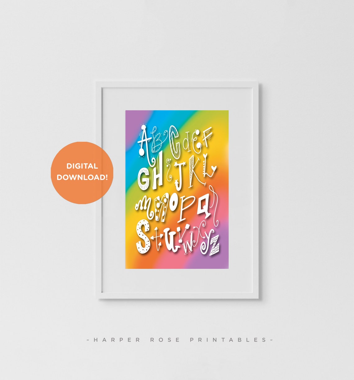 Rainbow Alphabet Gender Neutral Poster ABC Print Colorful - Etsy