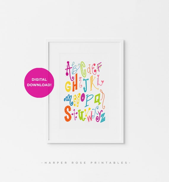 Rainbow Alphabet Gender Neutral Poster ABC Print Colorful - Etsy