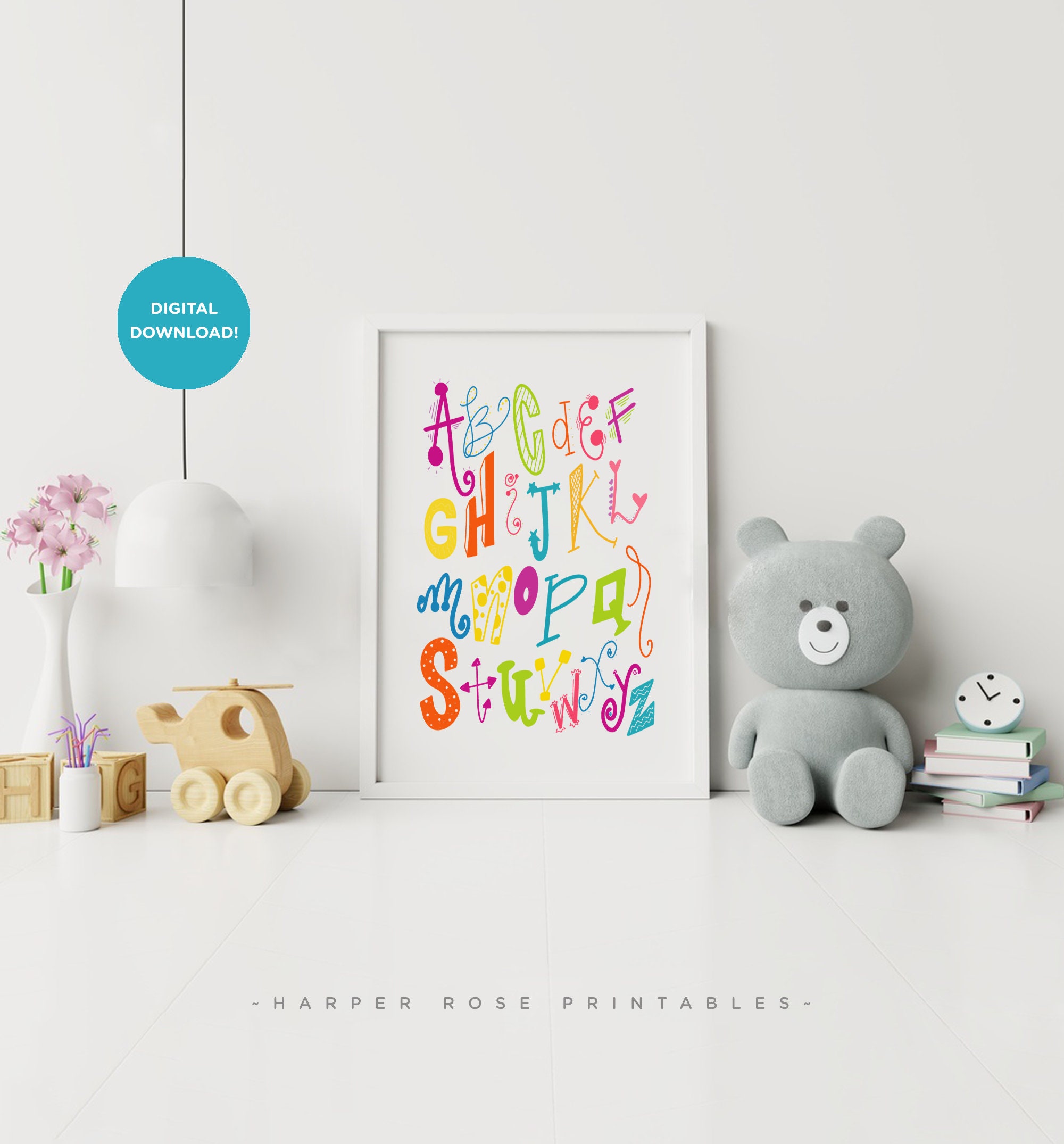 Rainbow Alphabet, Gender Neutral, Poster, ABC Print, Colorful ...