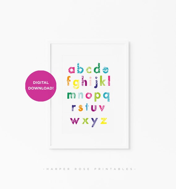 Rainbow Alphabet Gender Neutral Poster ABC Print Colorful | Etsy
