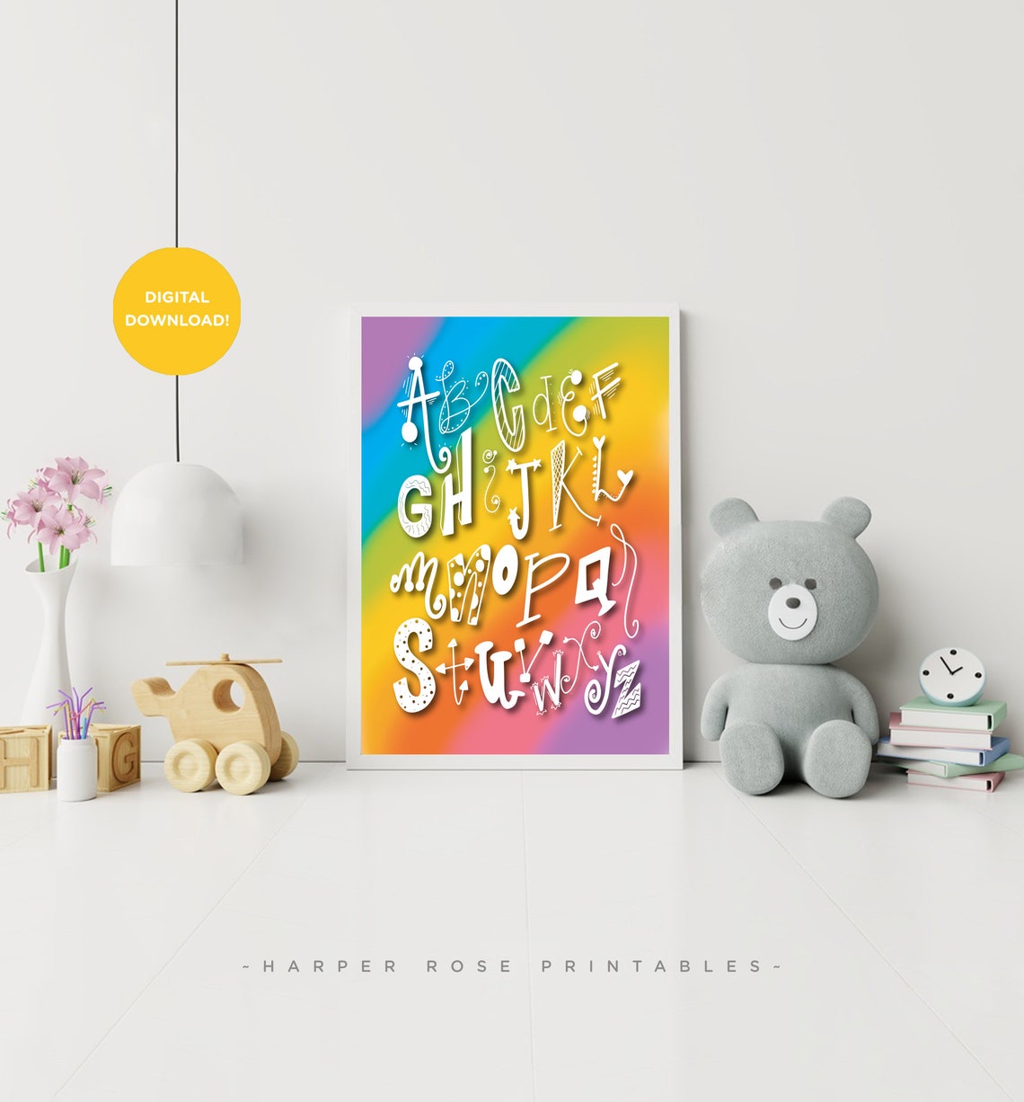 Rainbow Alphabet, Gender Neutral, Poster, ABC Print, Colorful ...
