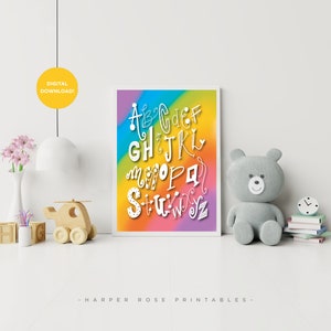 Rainbow Alphabet, Gender Neutral, Poster, ABC Print, Colorful ...