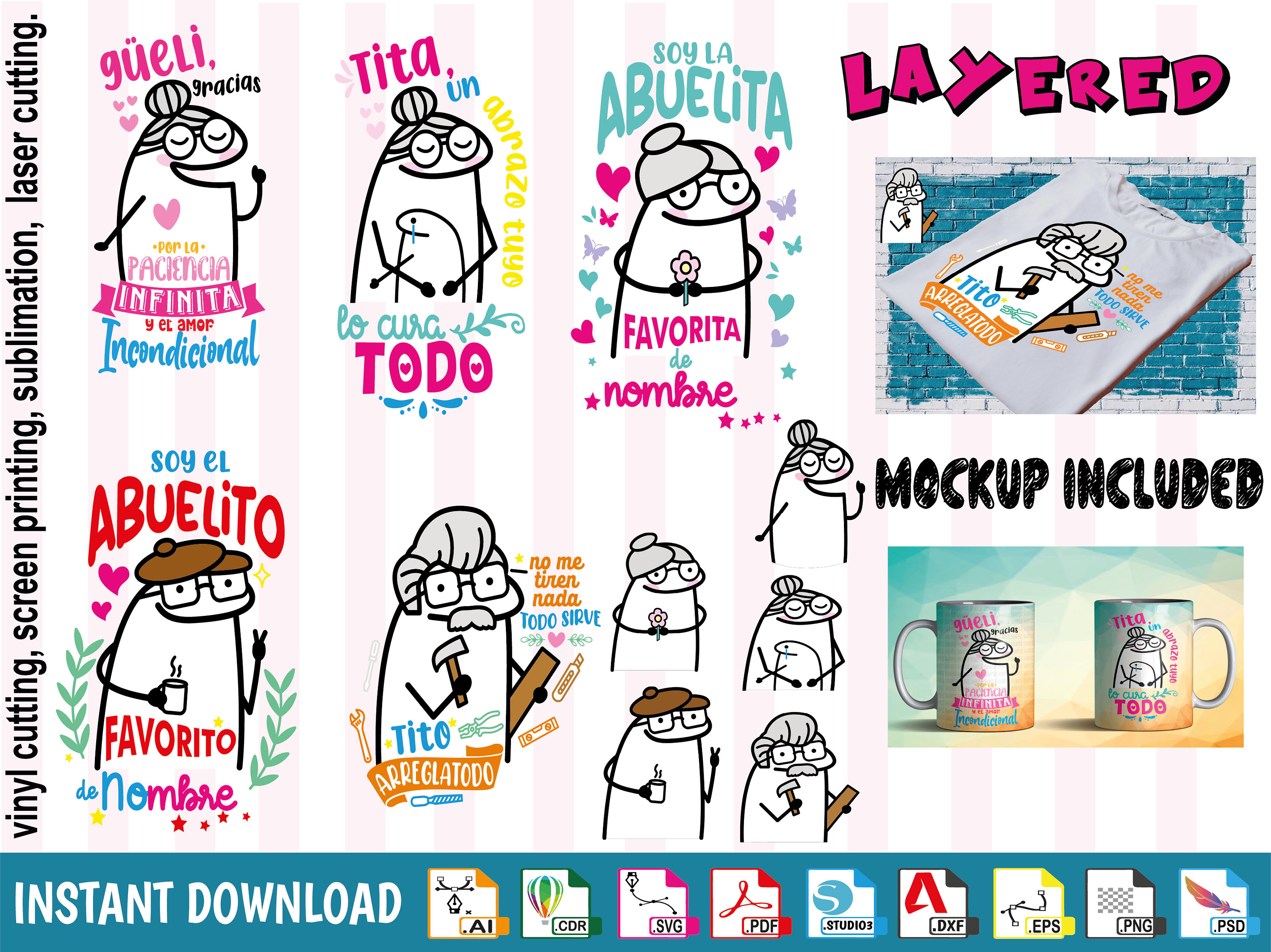 Flork kit Vector Flor Día del abuelo Flork Día de los - Etsy México