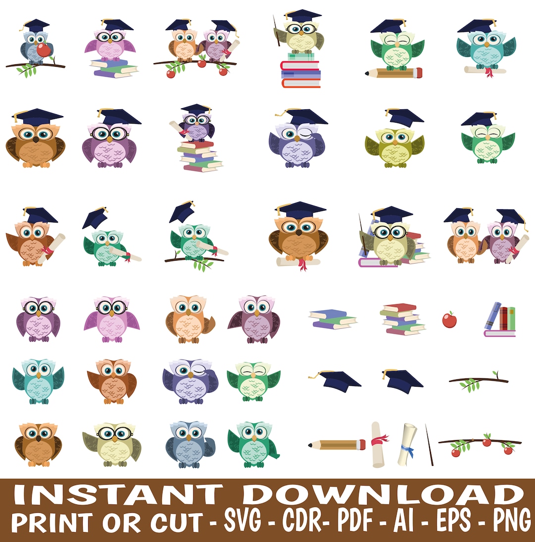 Graduate Owls Graduation Owls Graduation Svg Graduate Bundle School Svg ...