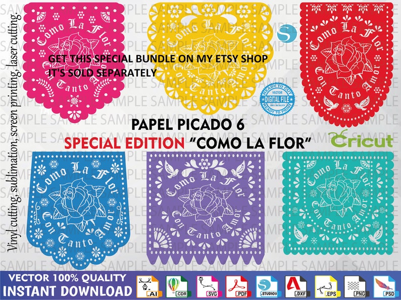 Papel Picado #2 - Papel Picado - Ready for Cut - Bunting Banner - Viva ...