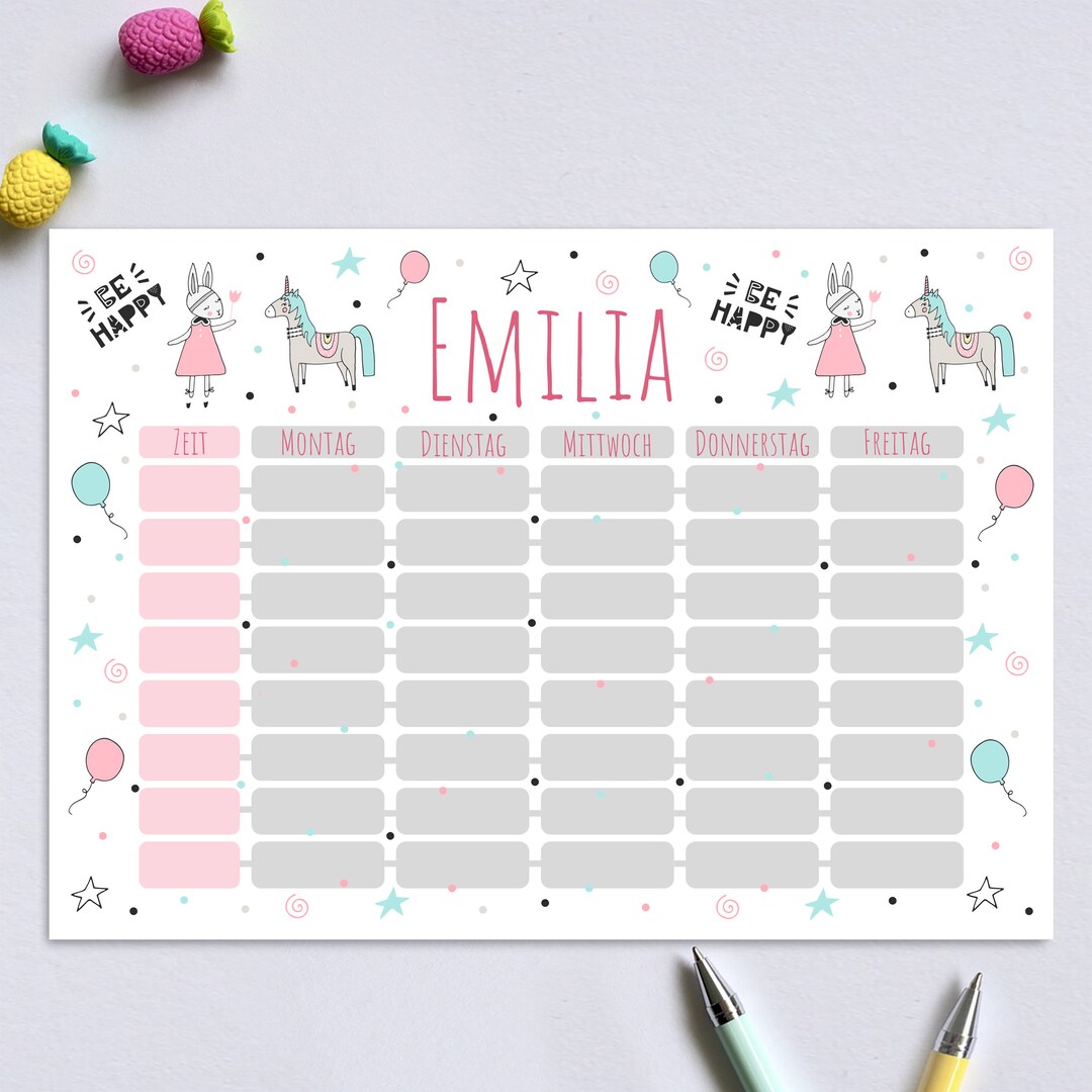 Personalized Timetable / Girls Starting School / Starting School Gift ...