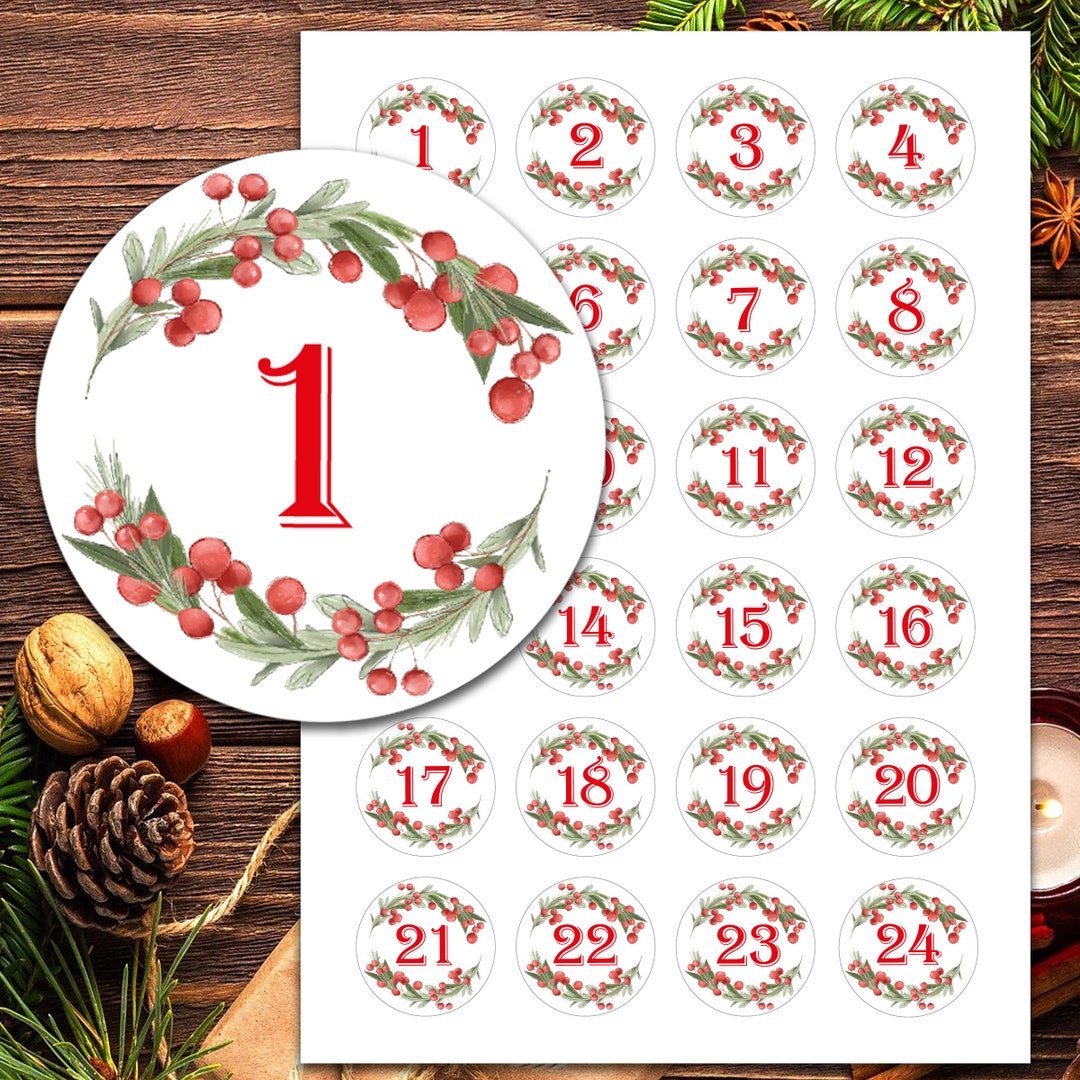 Pegatinas escala Adviento 24 piezas / Adhesivos navideños para ...