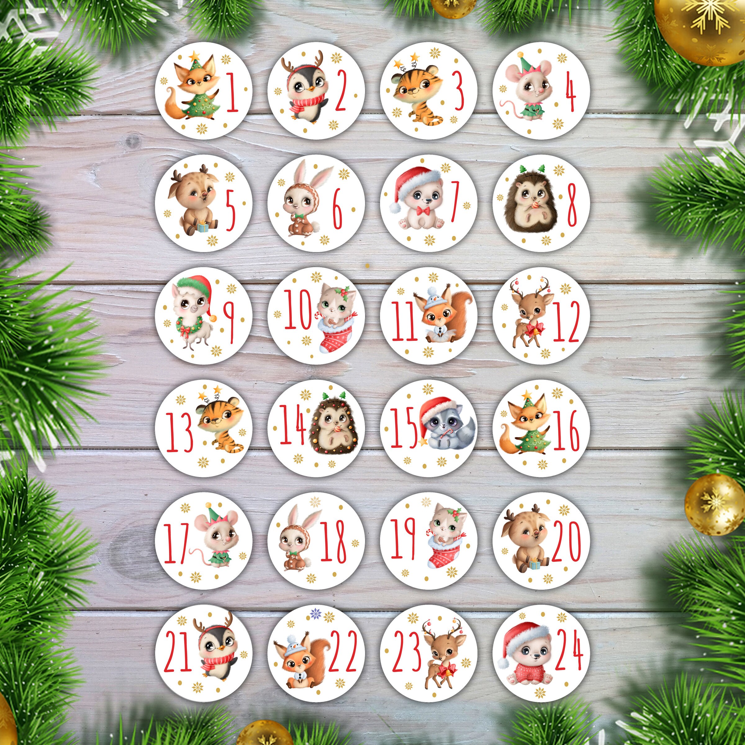 24 Advent Calendar Numbers Stickers for Children and Adults - Etsy