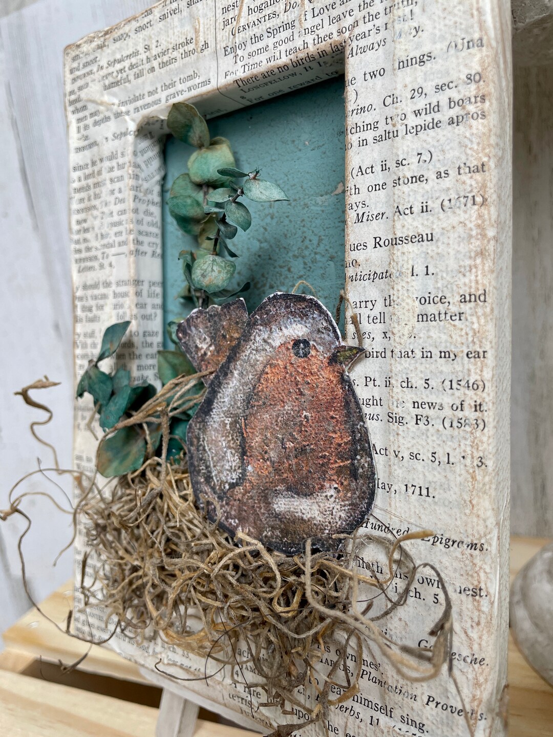 Small Robin Bird 3D Shadowbox Mix Media Artwork - Etsy