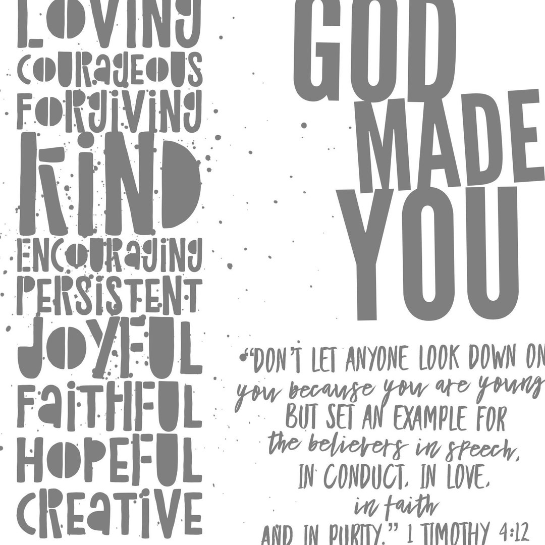 Digital God Made You Printables, Affirmation & Bible Verse, Child ...