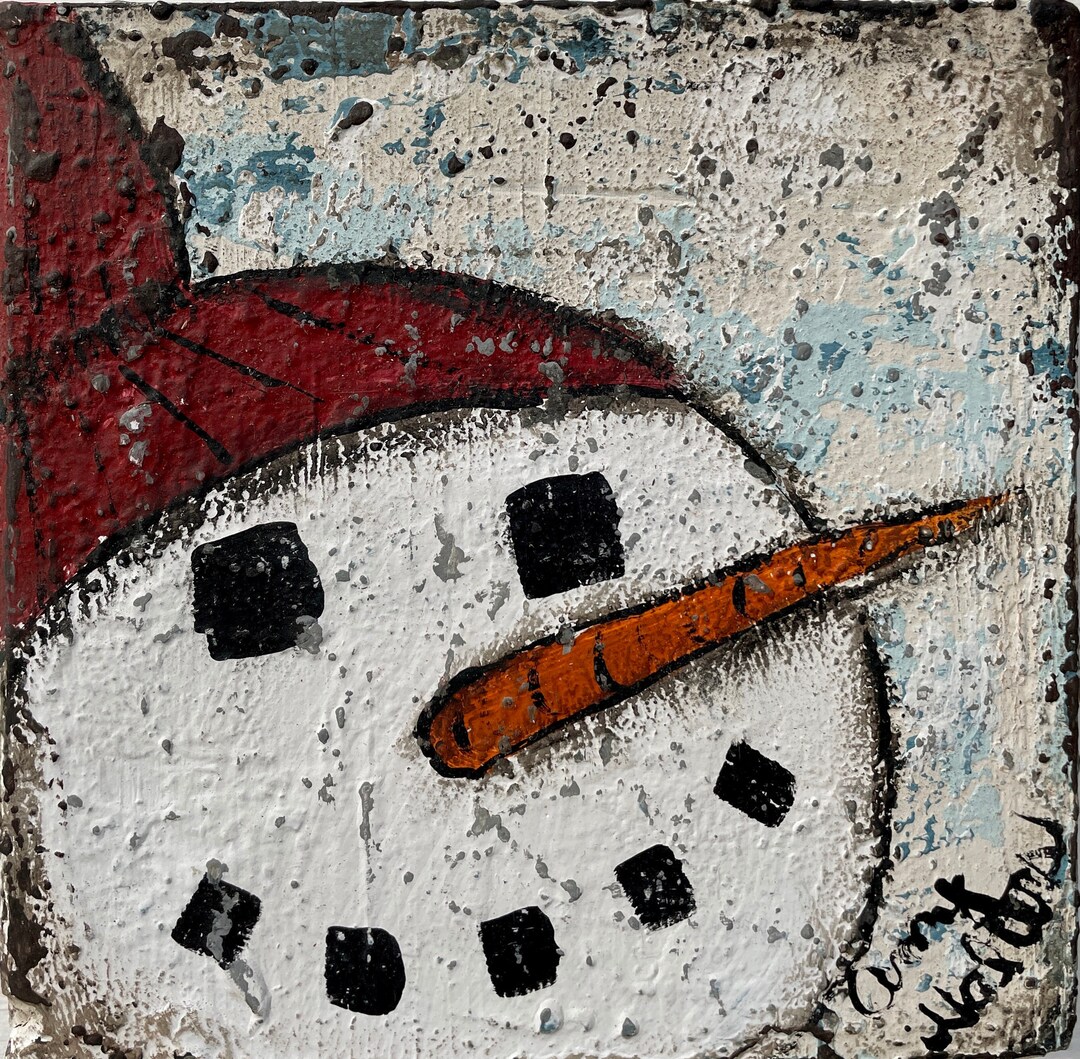 Snowman Block Art Painting - Etsy