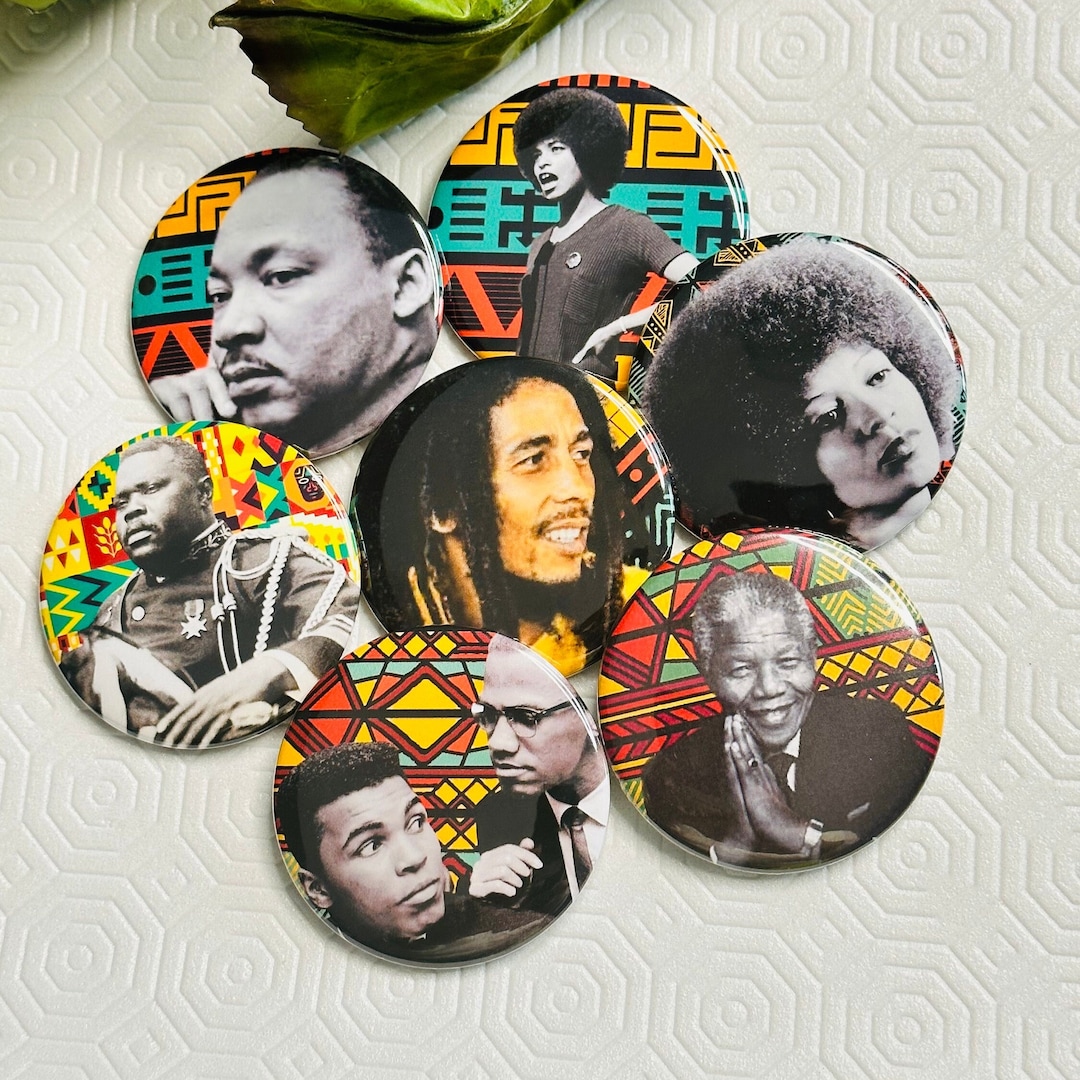 Black Revolutionary Leaders Pinback Button Bundle | Ankara Print Button ...