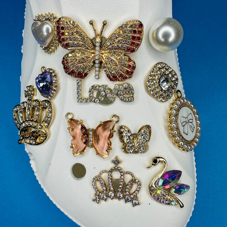 Luxury Bling Croc Shoe Charms Crown Rhinestone Clog Charms - Etsy