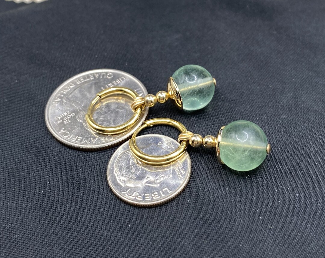 Green Flourite, Dragon Ball Z-inspired Potara Earrings, 14K Gold-filled ...