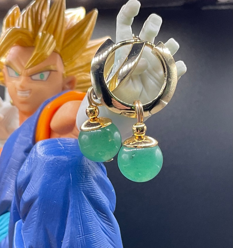 DBZ Inspired Potara Earrings, Zamasu/goku Black Style, Green Aventurine ...