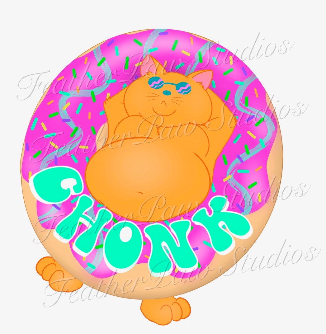 Chonk Sticker Fat Cat Sticker Donut Sticker Vinyl - Etsy UK