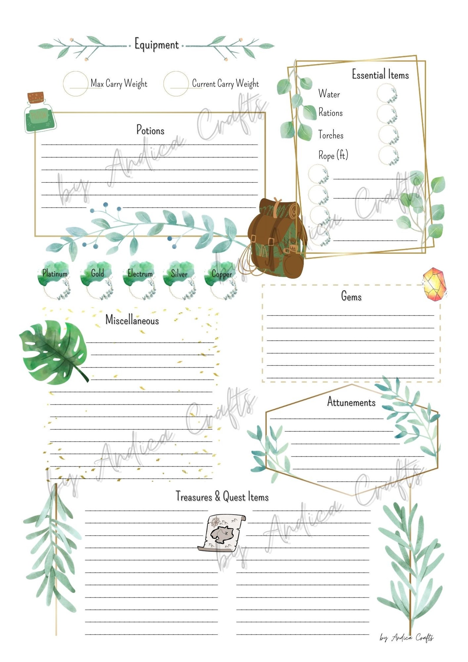 Dnd 5e Character Sheet - Etsy