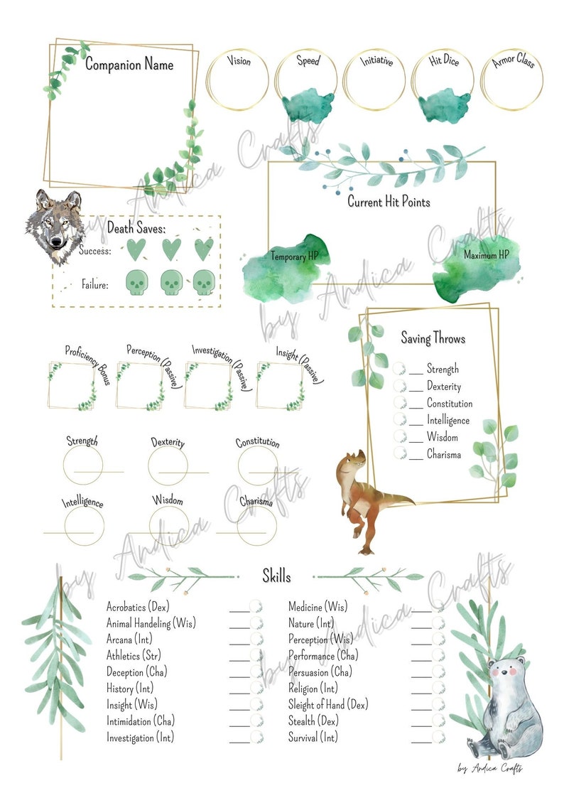 Dnd 5e Character Sheet - Etsy