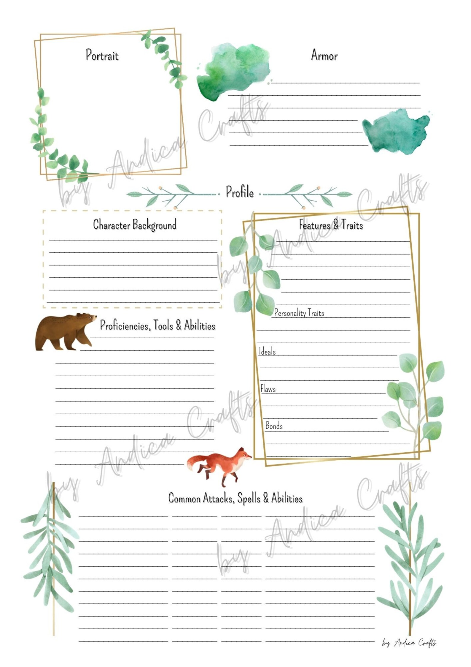 Dnd 5e Character Sheet - Etsy