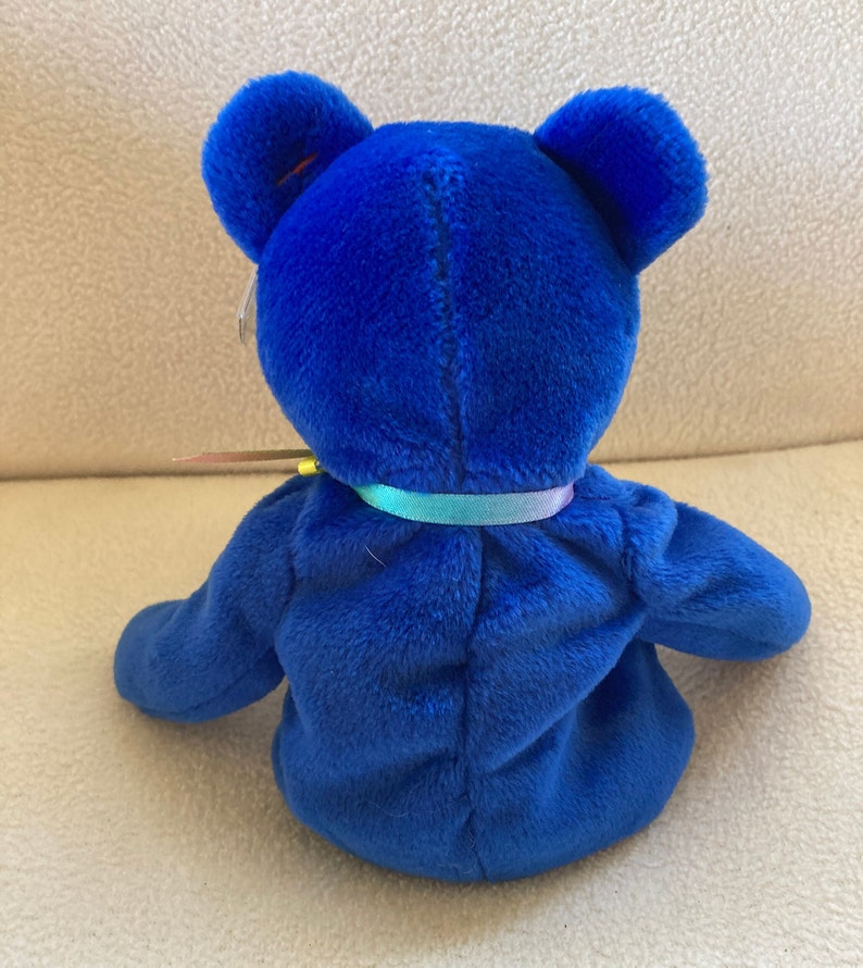 CLUBBY Royal Blue Bear Ty Beanie Baby, 1998 Official Club WITH ERRORS ...