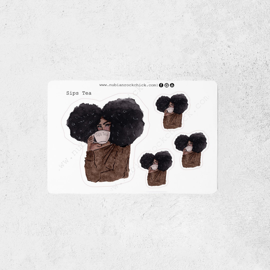 Sips Tea-black Girl Stickers|planner Stickers|black Girl Planner ...