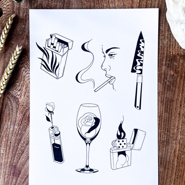 Line Art Smoking - Etsy