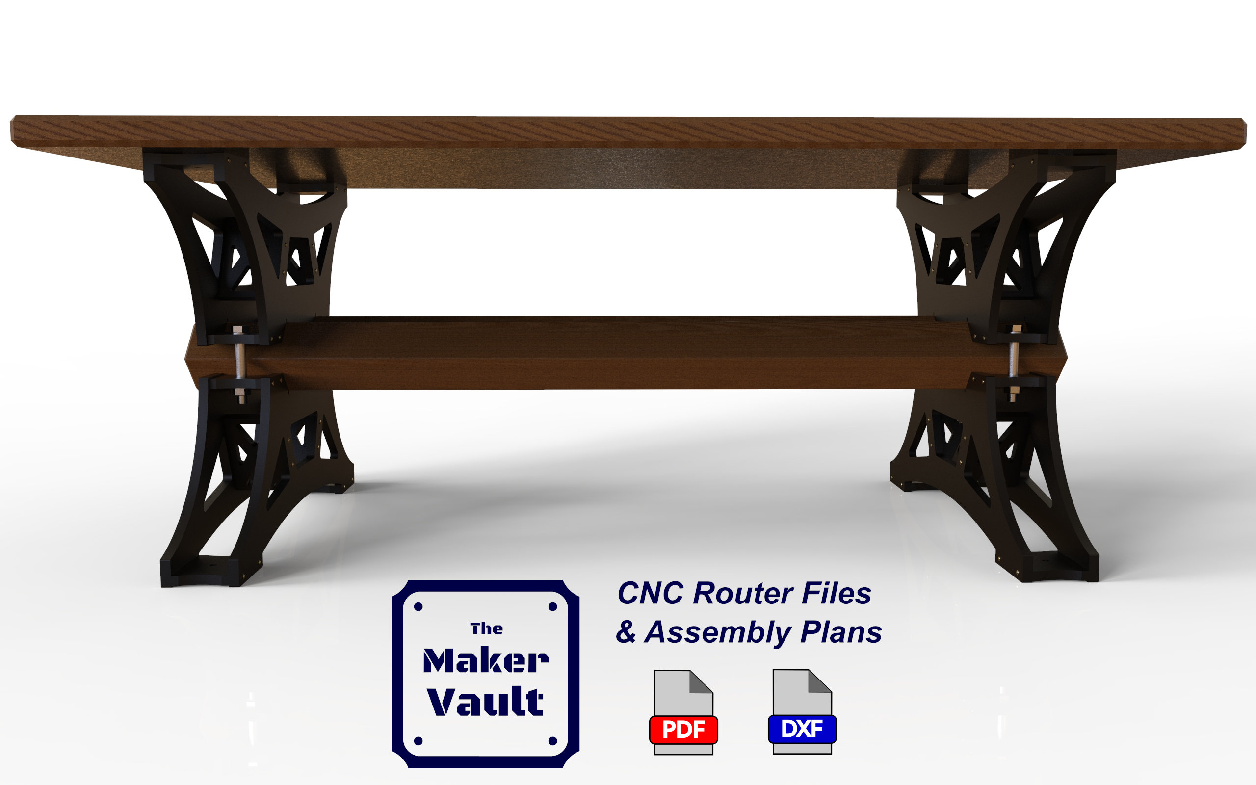 CNC Router Files: Wooden Dining Table Legs, Industrial Style (DXF / PDF ...