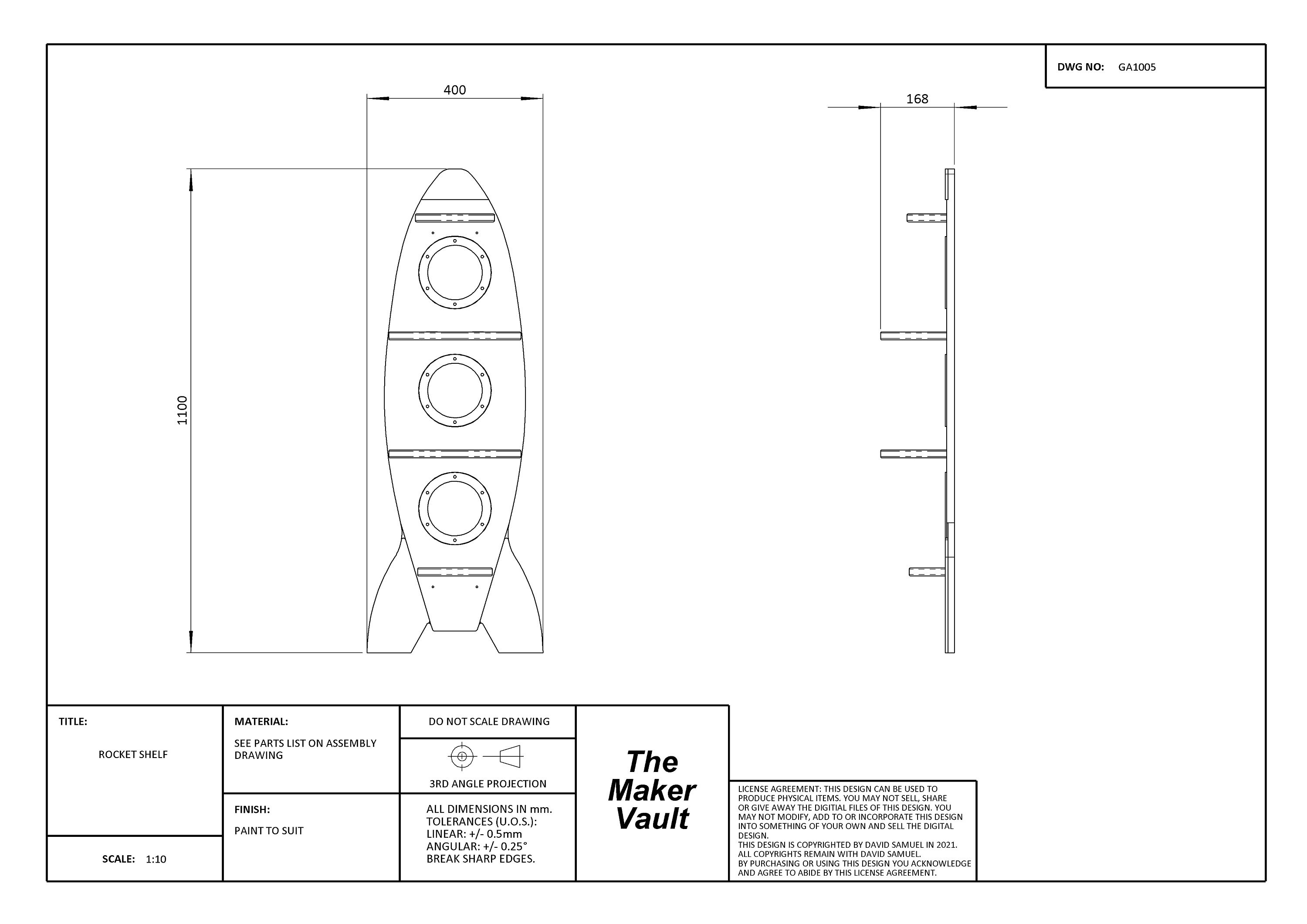 CNC Router Files for Rocket Shelf (dxf, Svg, Pdf Vector Files for CNC ...