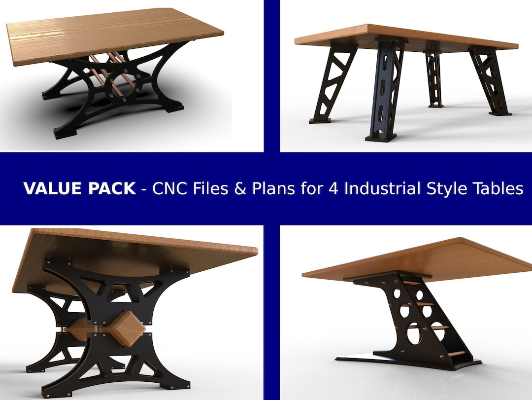 CNC Router Files: 4 Industrial Table Leg Designs (DXF, SVG) - Etsy