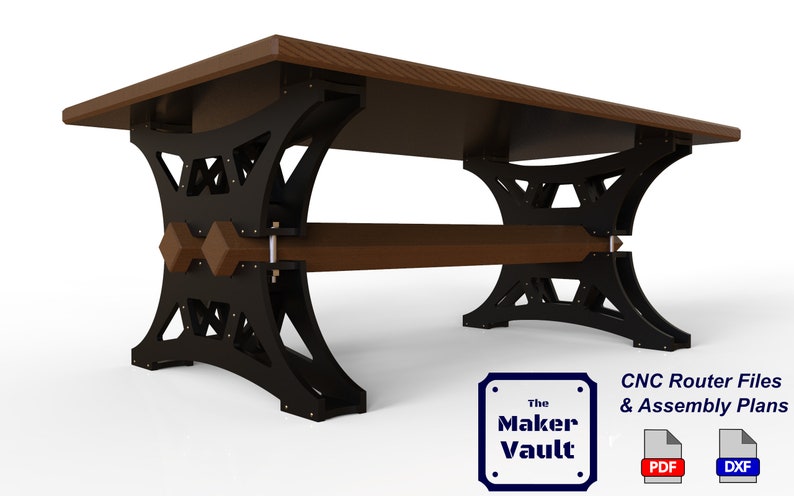 CNC Router Files: Wooden Dining Table Legs, Industrial Style (DXF / PDF ...