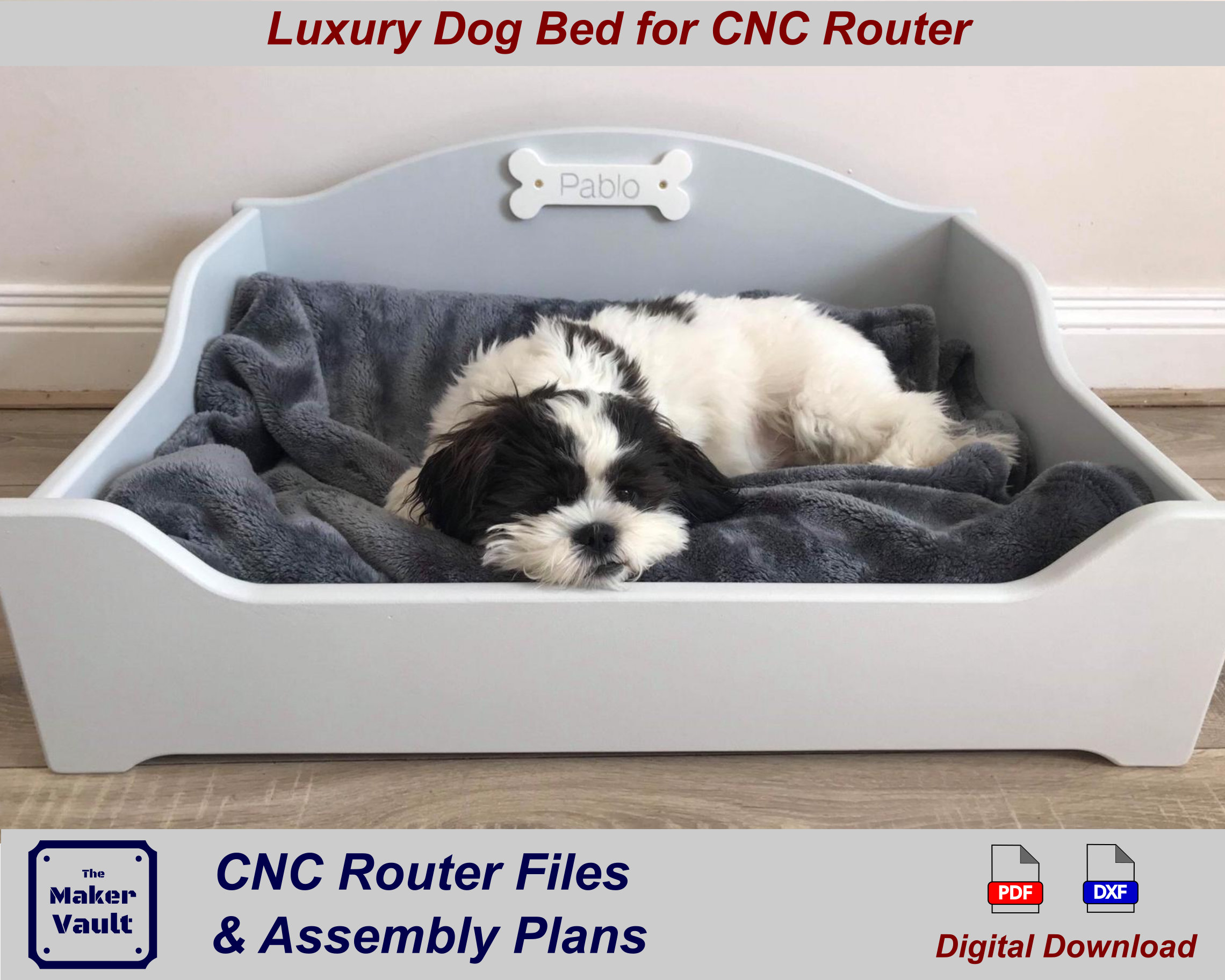 CNC Router Files for Dog Bed dxf Svg Pdf Vector Files for - Etsy