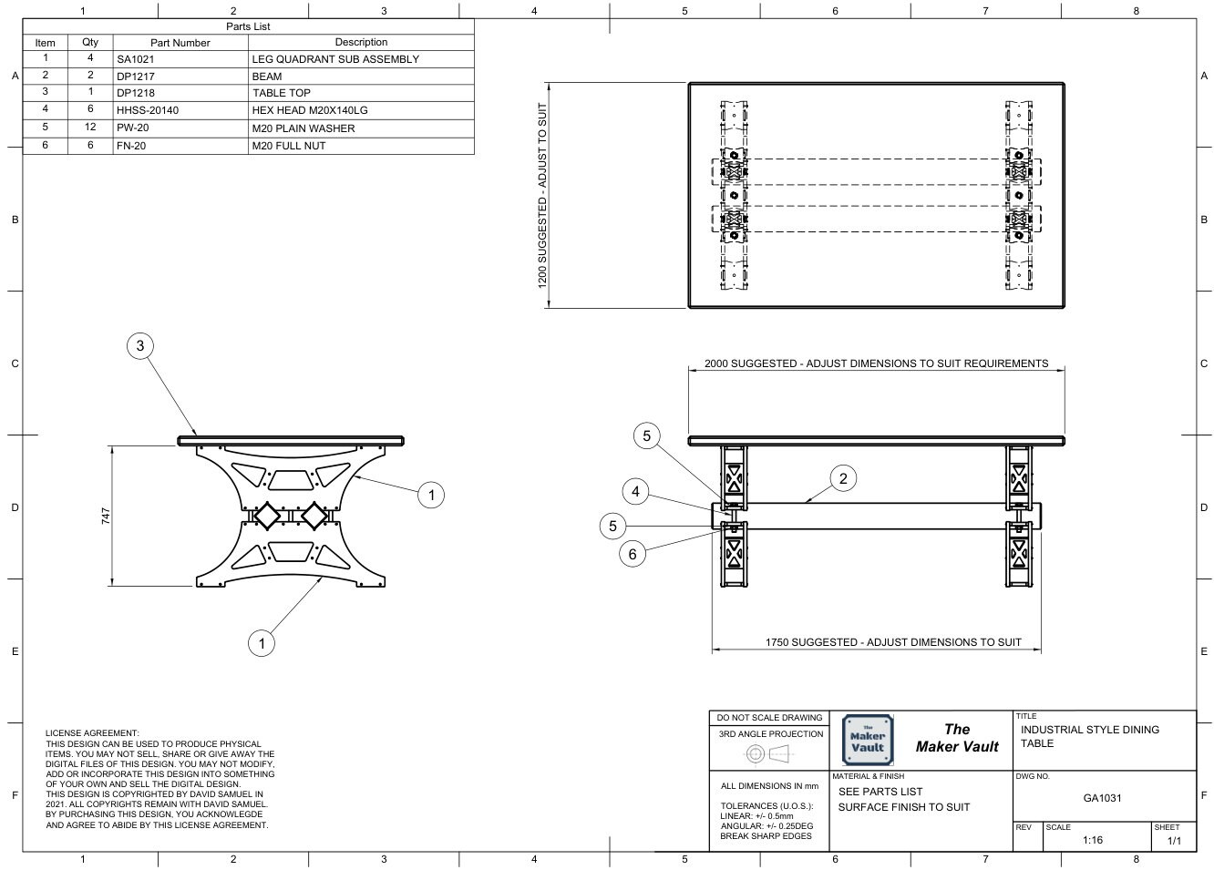 CNC Router Files: Wooden Dining Table Legs, Industrial Style (DXF / PDF ...