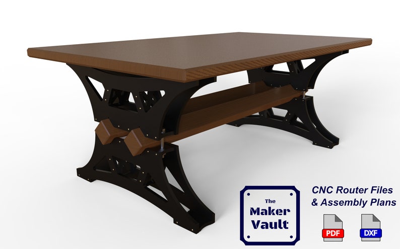 CNC Router Files: Wooden Dining Table Legs, Industrial Style (DXF / PDF ...