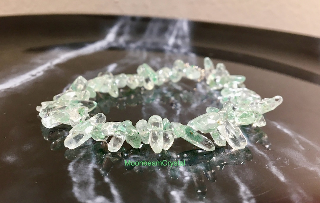 Emerald Green Phantom Quartz Bracelet: Handmade Gemstone Jewelry - Etsy